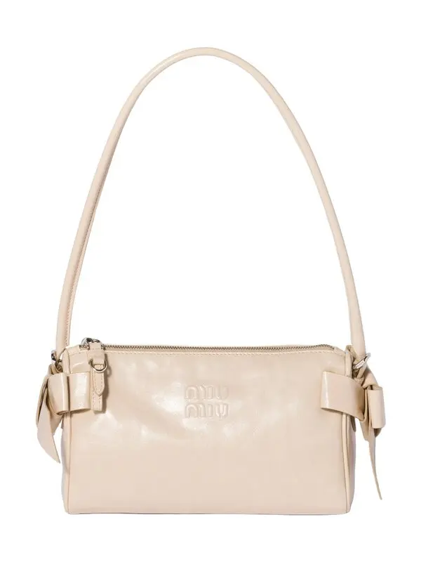 Miu Miu Shiny Leather Pouch - Travertine Stone
