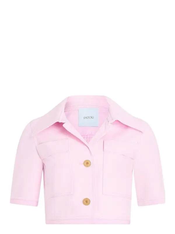 PATOU Cropped Button-front Jacket With Short Sleeves - Pink