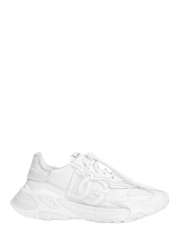 Dolce & Gabbana Logo-embroidered Round Toe Lace-up Sneakers - White