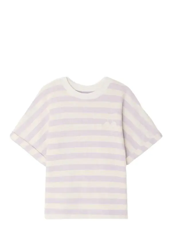 Bonpoint Farah Striped Knit T-shirt With Cherry Appliqu - Lilac