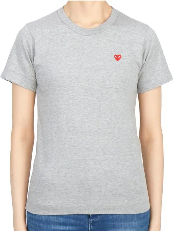 Comme Des Garçons Short Sleeve T-shirt With Heart Embroidery - Grey