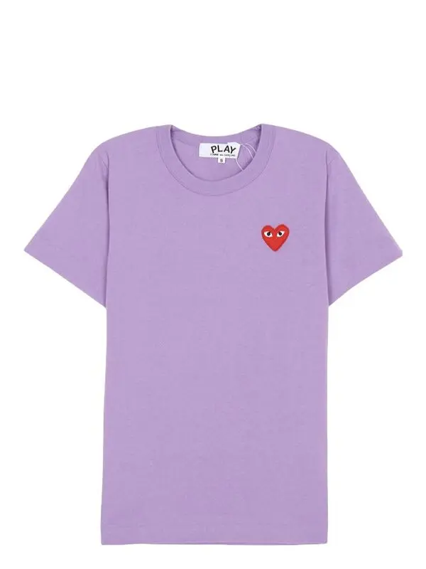 Comme Des Garçons Crew Neck T-shirt With Heart Logo - Purple Pink