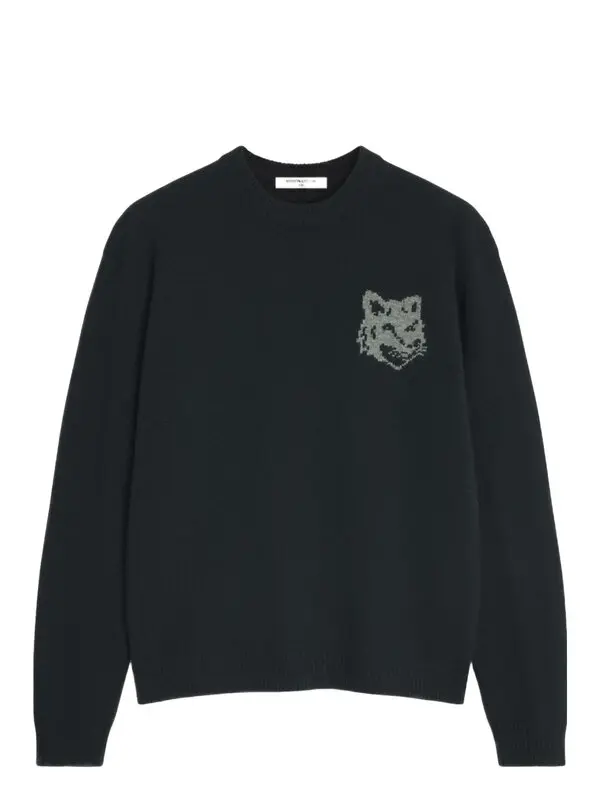 Maison Kitsuné Fox Head Appliqué Jumper - Black/medium Gray Mixed Color