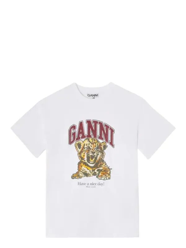 GANNI Graphic Animal Print T-shirt - White