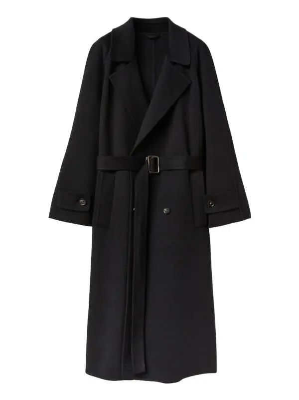 Loro Piana Double-breasted Coat With Leather Trim - Black