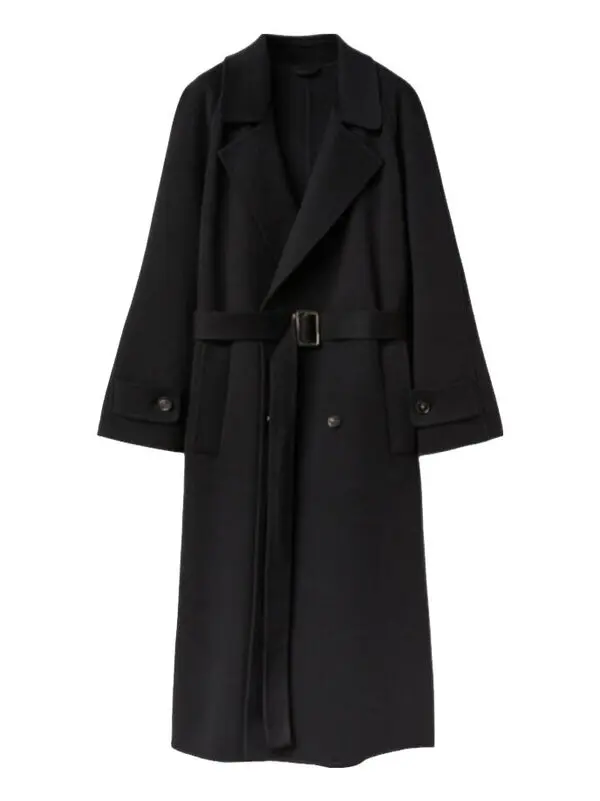 Loro Piana Double-breasted Coat With Leather Trim - Black