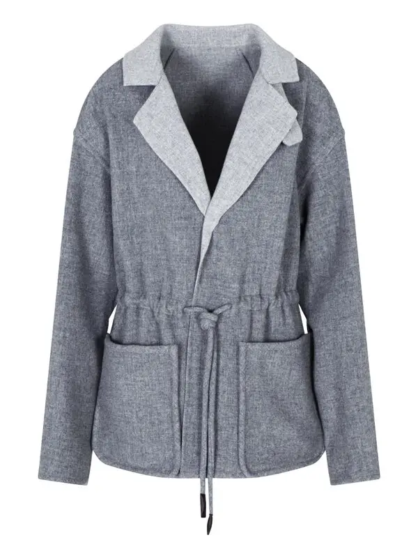 Giorgio Armani Wool And Cashmere Double Cloth Drawstring Jacket - Grey