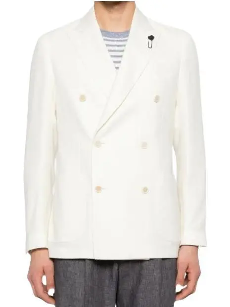 LARDINI Double-breasted Suit Jacket - White