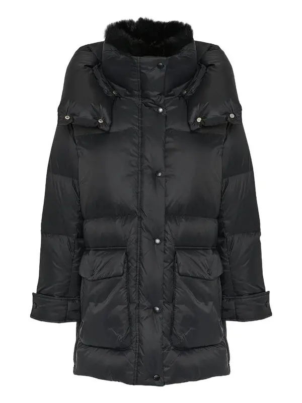 YVES SALOMON Long Sleeve Quilted Cotton-padded Jacket With Fur Trim - Black