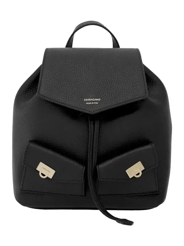 FERRAGAMO Printed Logo Backpack - Black