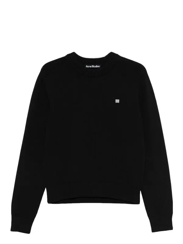 Acne Studios Long-sleeved Sweater With Ribbed Details - Black