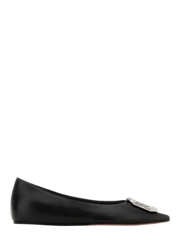 Amina Muaddi Pointed Toe Ballet Flats - Black
