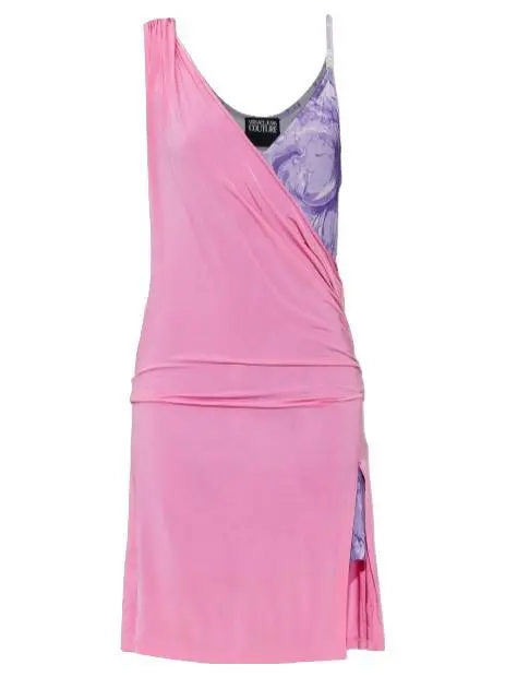 Versace Draped Barocco Mini Dress - Pink