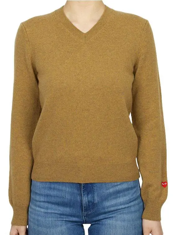 Comme Des Garçons V-neck Long Sleeve Sweater - Brown