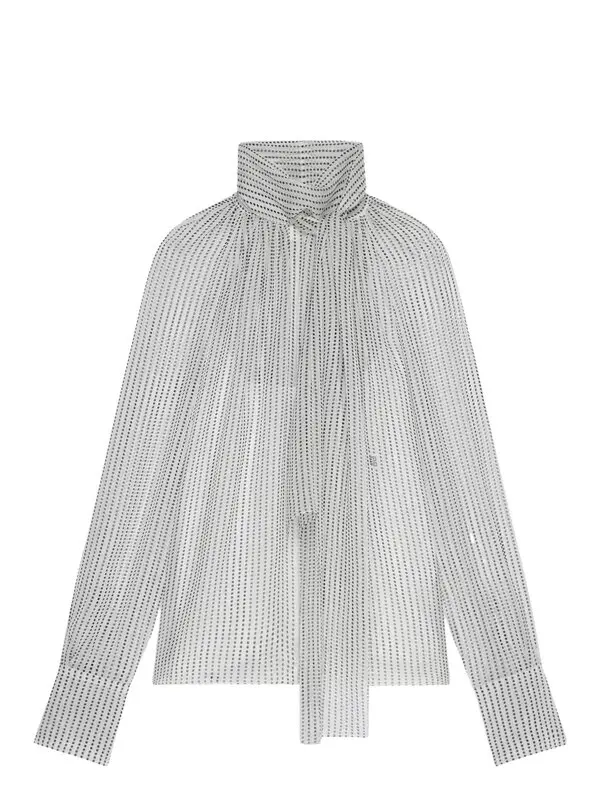 Givenchy Polka Dots Printed High-neck Blouse With Bow Detail - Beige/black