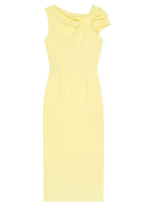 Givenchy Sleeveless Draped Midi Cady Dress - Butter
