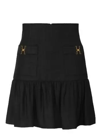 Elisabetta Franchi High-waisted Flounced Hem Skirt - Black