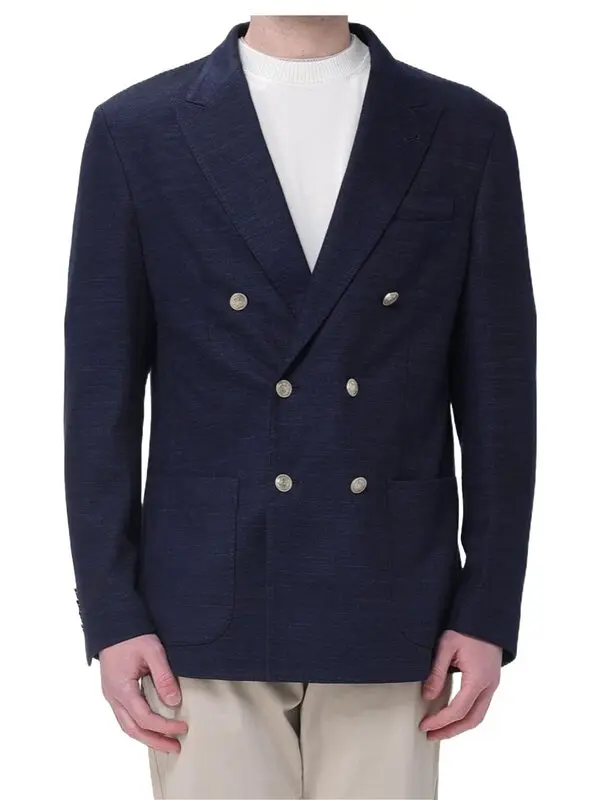 Eleventy Double-breasted Long Sleeve Jacket - Black
