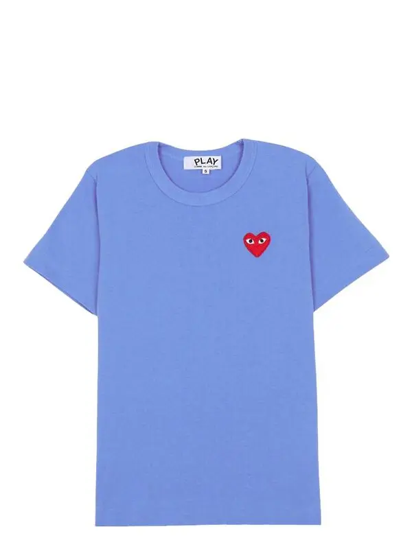 Comme Des Garçons Crew Neck T-shirt With Logo Detail - Blue