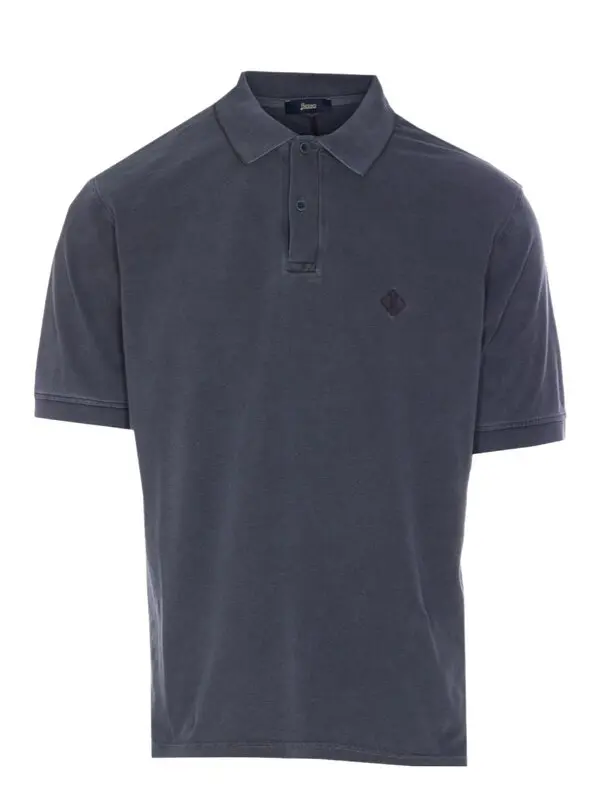 Herno Logo Embroidered Short Sleeved Polo Shirt - Black