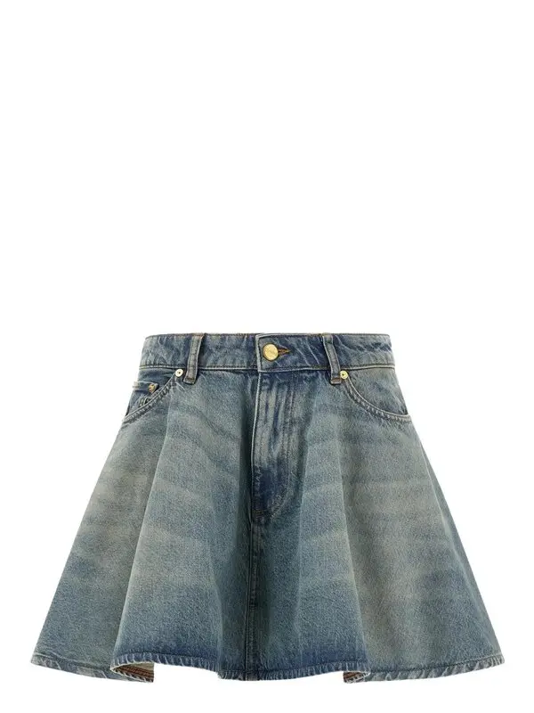 GANNI Rigid Denim Mini Skirt - Blue