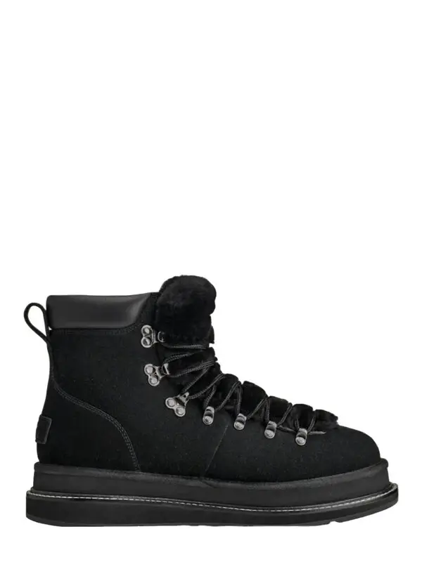 UGG X Sacai Fur-trim Lace-up Ankle Boots - Black