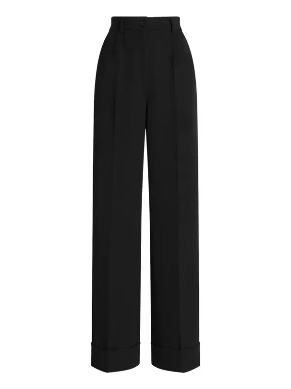 Dolce & Gabbana Straight Leg Gabardine Trousers - Black