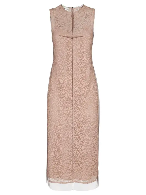 Fendi Sleeveless Floral Lace Dress - Pink