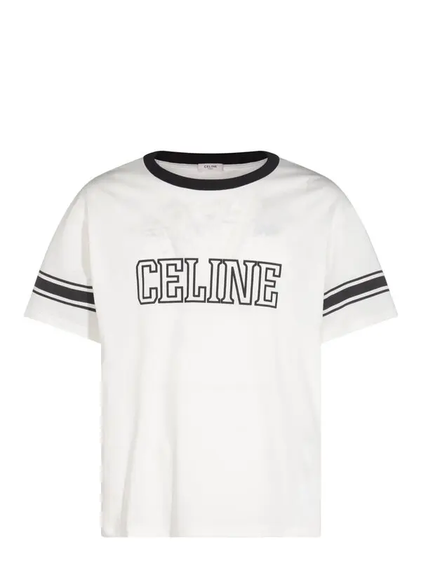 Celine Loose Triomphe T-shirt In Cotton Jersey - White