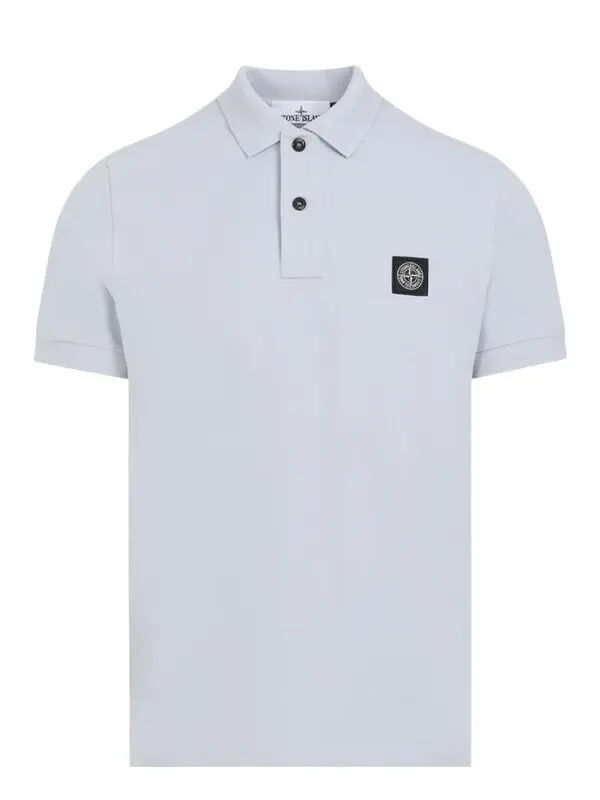 Stone Island Compass-patch Short-sleeved Polo Shirt - Sky Blue
