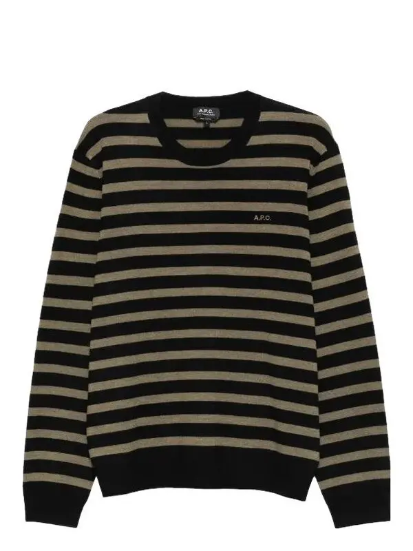 A.p.c. Striped Crew Neck Jumper - Black