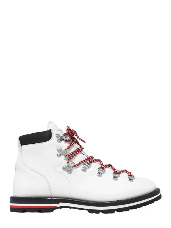 Moncler Blanche Leather Ankle Boots With Shearling Lining - Optical White