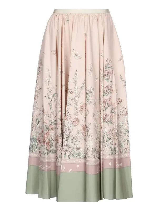 Dior Floral Patterned Midi Skirt - Nude