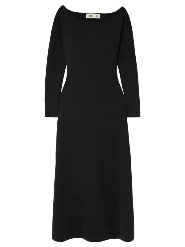 RÓHE Off-the-shoulder Long Sleeve Dress - Black