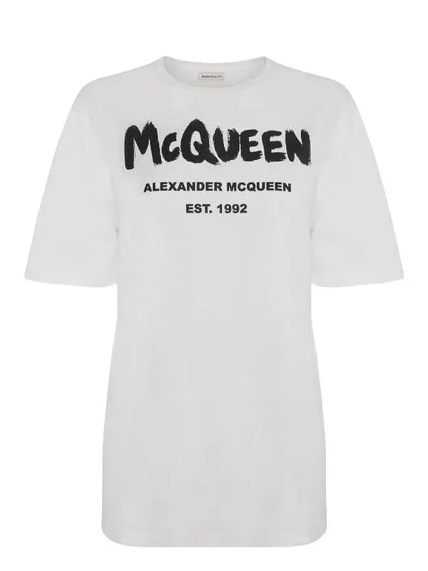 Alexander McQueen Graffiti Logo Print T-shirt - White