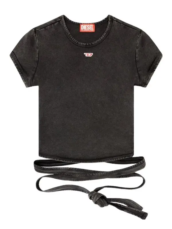 DIESEL® T-bunny-tail-r1" Wrap T-shirt - Black
