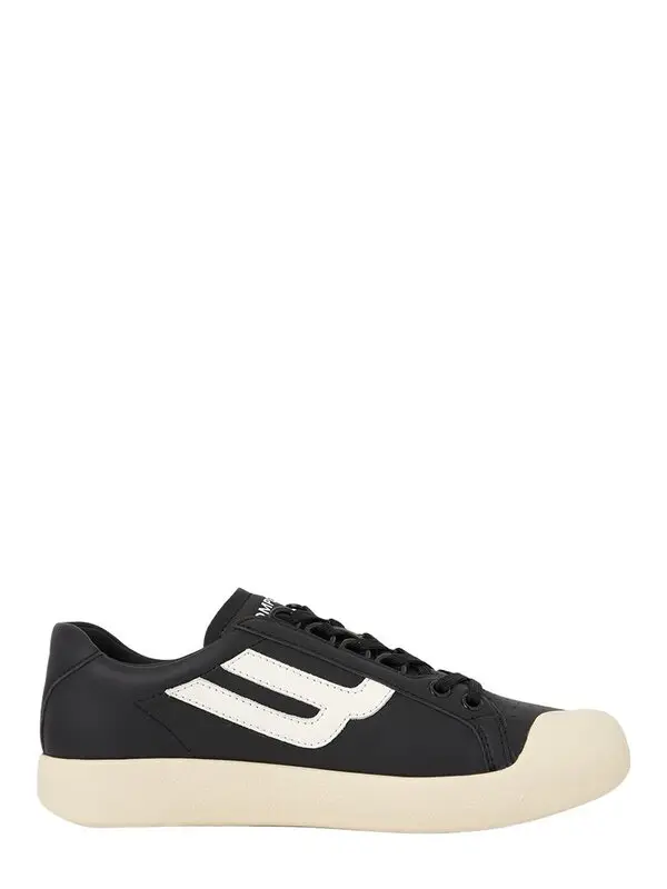 Bally Round Toe Lace Up Sneakers With Competition Detail - Black