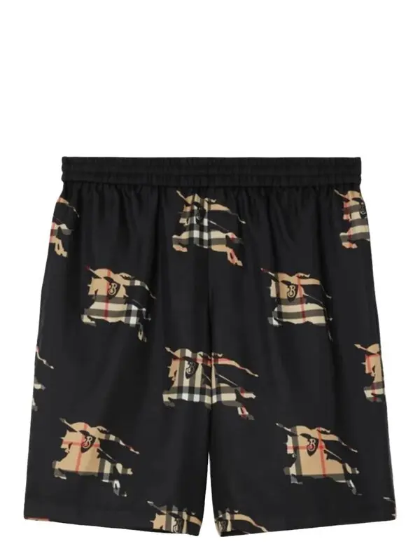 Burberry Knight Print Knee-length Shorts - Black
