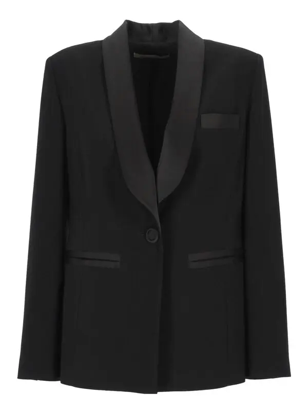 D.exterior Shawl Lapel Single-breasted Blazer - Black