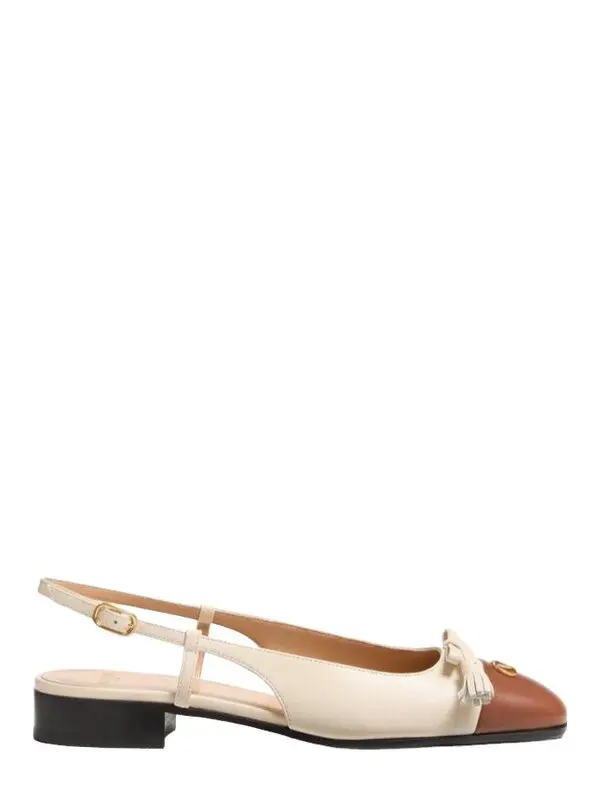 Valentino Garavani Bow Detailed Ballet Flats - Beige/tobacco