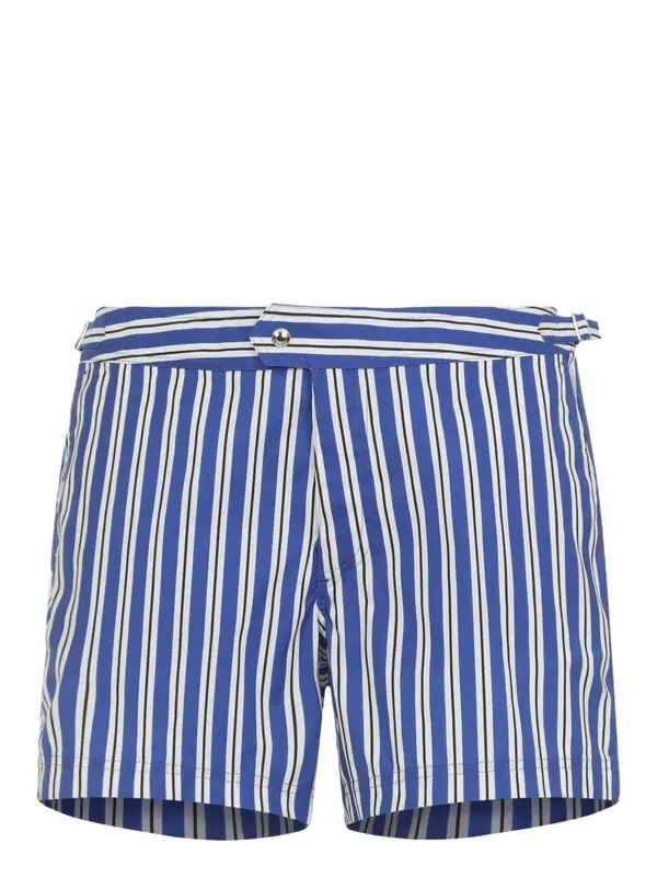 TOM FORD Striped Swim Shorts With Buckle Detail - Blue And White Group