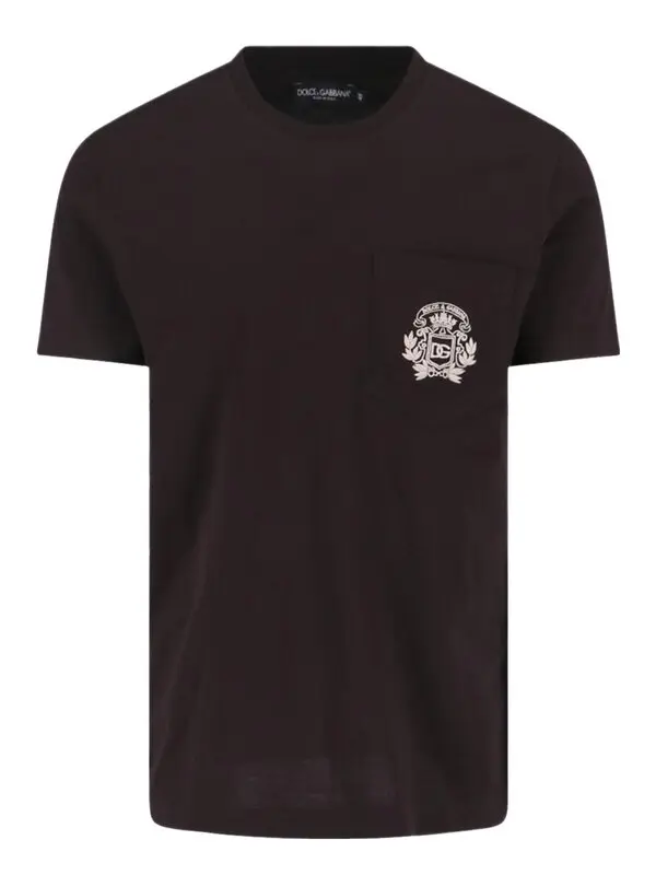 Dolce & Gabbana Dolce Gabbana Logo Embroidered Crewneck T-shirt - Black