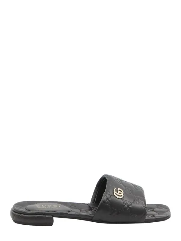 Gucci Gg Embossed Slide Sandals - Black