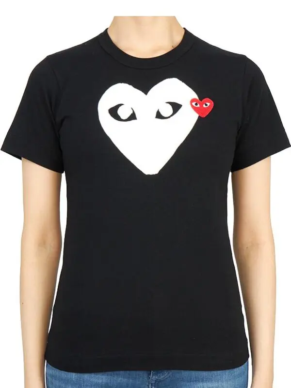 Comme Des Garçons Heart Logo Crewneck T-shirt - Black