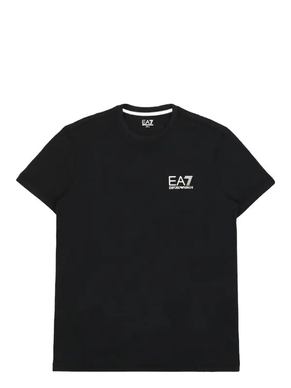 EA7 Logo T-shirt With Round Neck - Black