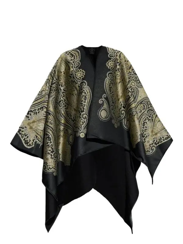Etro Paisley Jacquard Lurex Thread Cape - Black