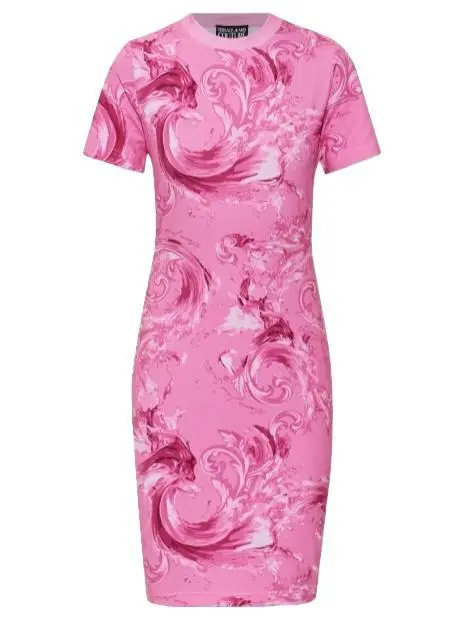 Versace Barocco Print Jersey Dress - Pink