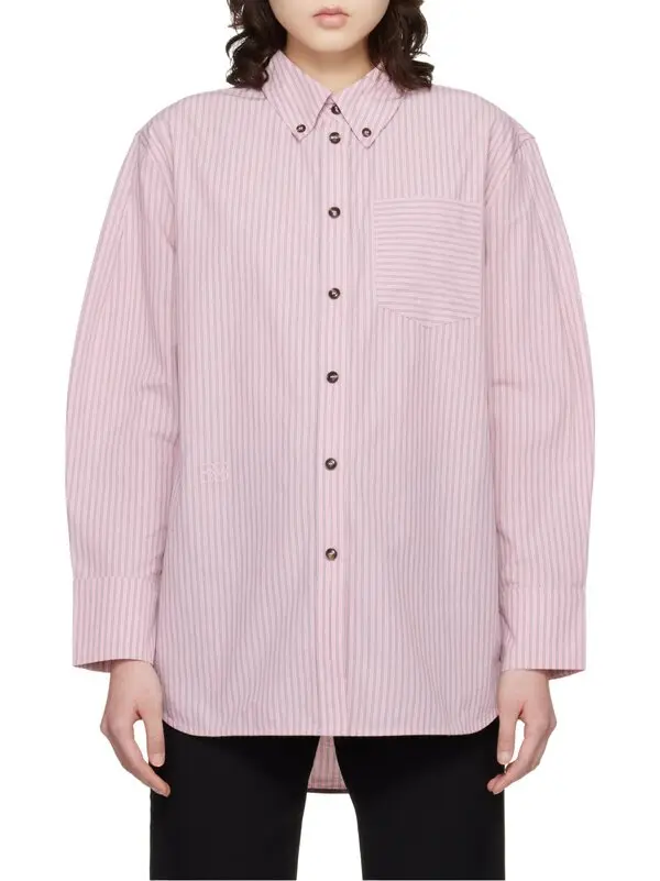GANNI Long-sleeve Striped Shirt - Pink