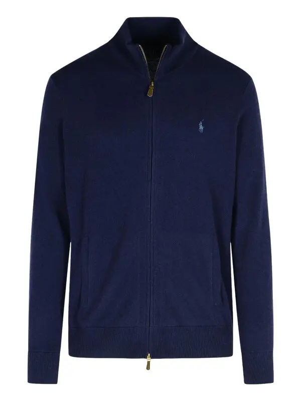 Polo Ralph Lauren Zipped Cardigan With Embroidered Logo - Navy