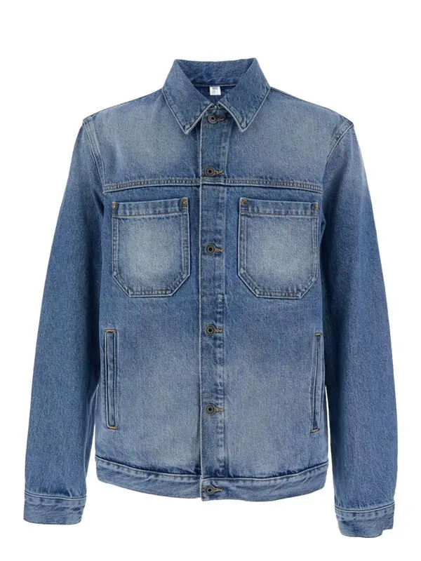 Off-White Long-sleeved Denim Trucker Jacket - Blue